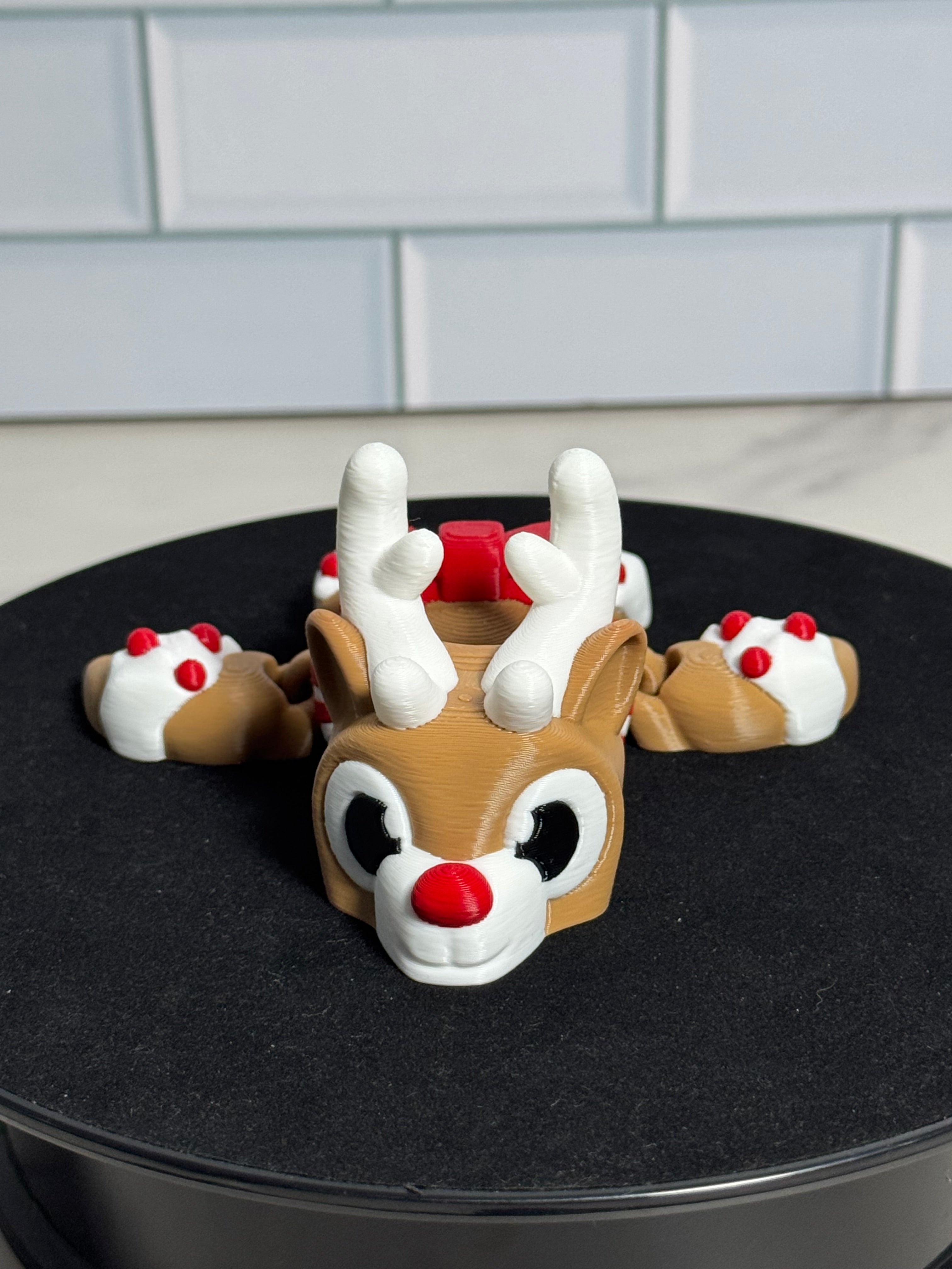 Red Nose Reindeer Articulated Turtle • Articulated Turtle • Flexi Turt ...